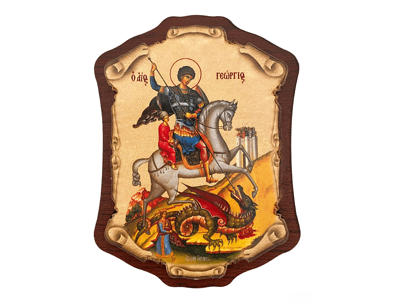 Wooden Magnet with Saint George on Horseback | Monastiriaka