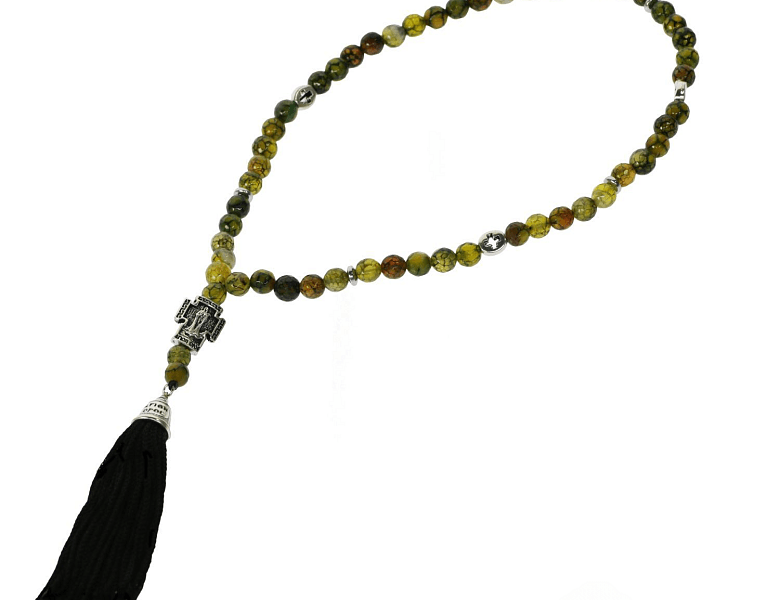 Prayer Rope with 50 Green Agate Beads | Monastiriaka